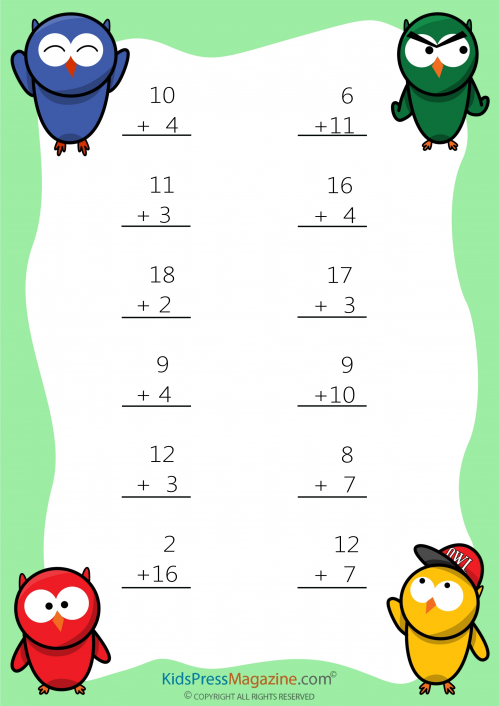 Adding Sums To 20 Adding Sums To 20