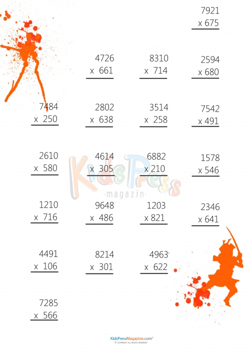 Multiplying 4 Digit By 4 Digit Numbers With Comma Separated Thousands A Multiplying 4 Digit By 4 Digit Numbers With Comma Separated Thousands A
