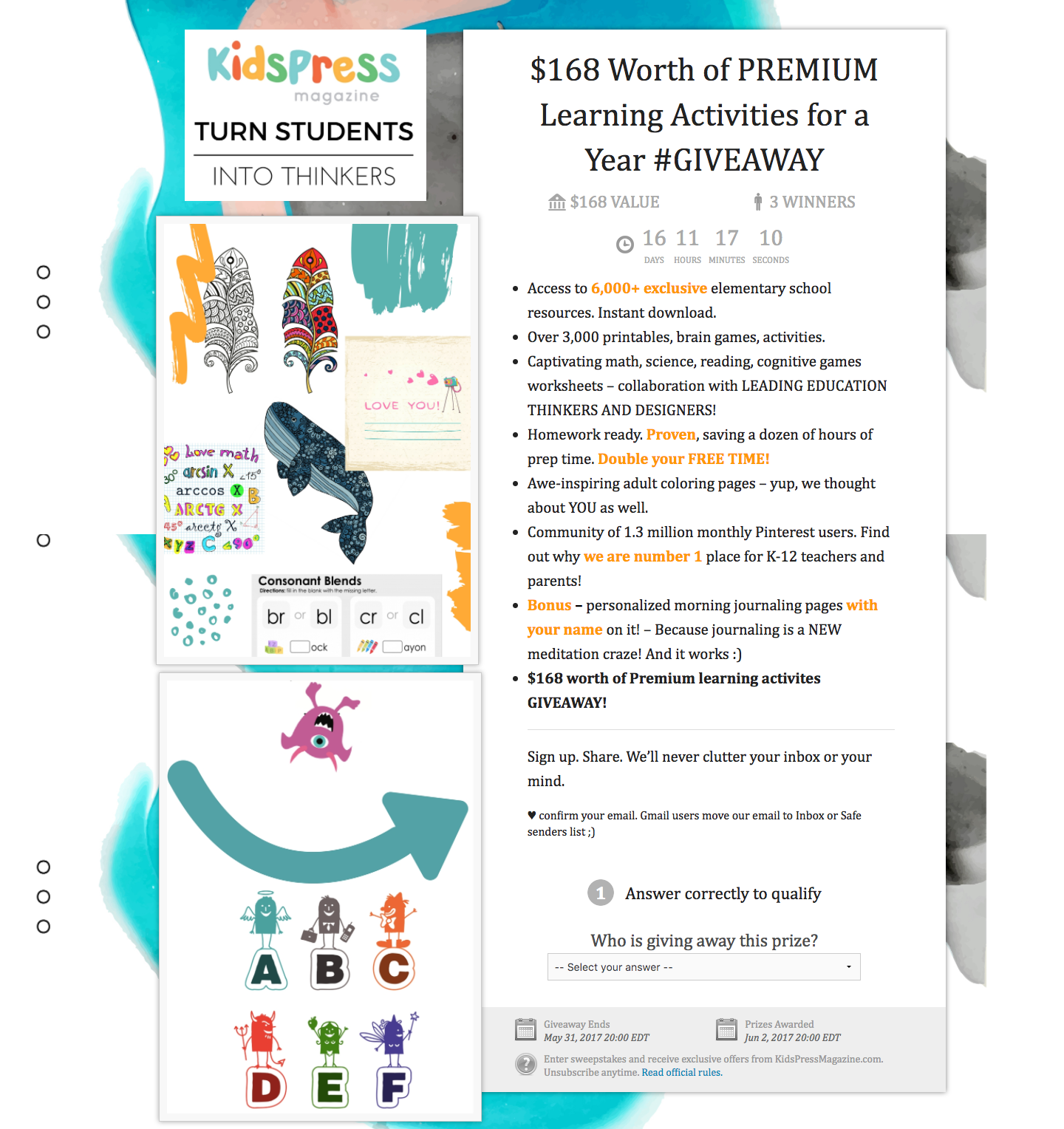 $168 Worth of PREMIUM Learning Activities for a Year #GIVEAWAY
