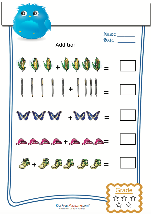 Addition with Picture Practice - KidsPressMagazine.com