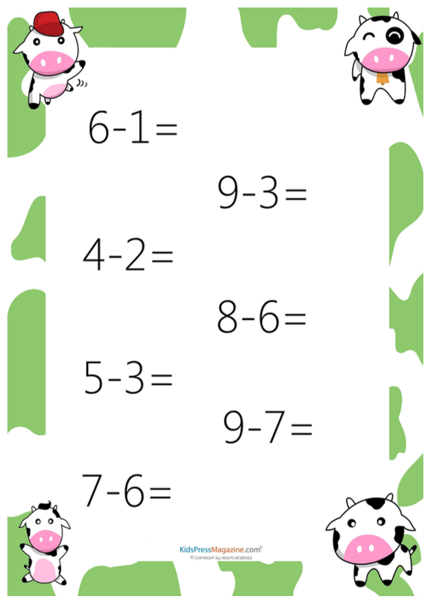 Basic Subtraction Practice Bundle Vol 1. - KidsPressMagazine.com